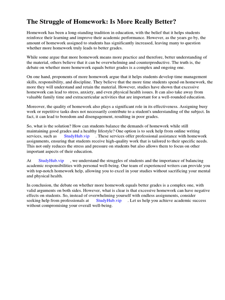 Does More Homework Equal Better Grades | PDF | Homework | Learning