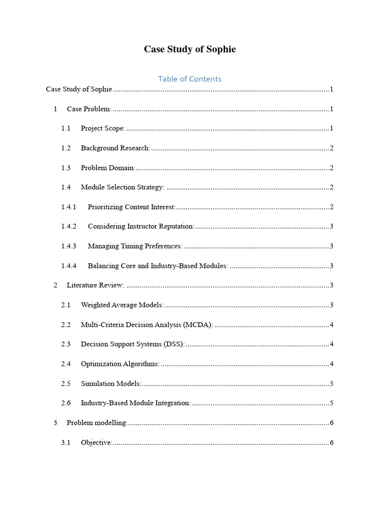 Sophie Case Problem | PDF | Mathematical Optimization | Decision Making