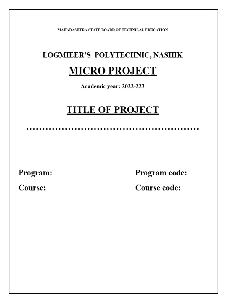Micro Project Progress Report 2022-23 | PDF | Educational Stages