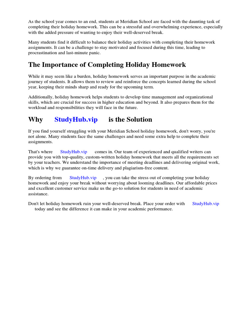 Meridian School Holiday Homework | PDF | Schools | Http Cookie
