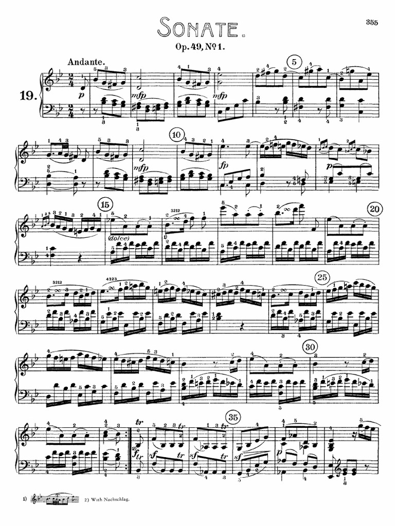 Piano Sonata No. 19 in G Minor, Op. 49 No. 1 - Complete Score | PDF