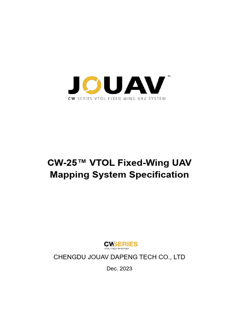 JOUAV CW-25 Mapping UAV Specification | PDF | Unmanned Aerial Vehicle | Camera