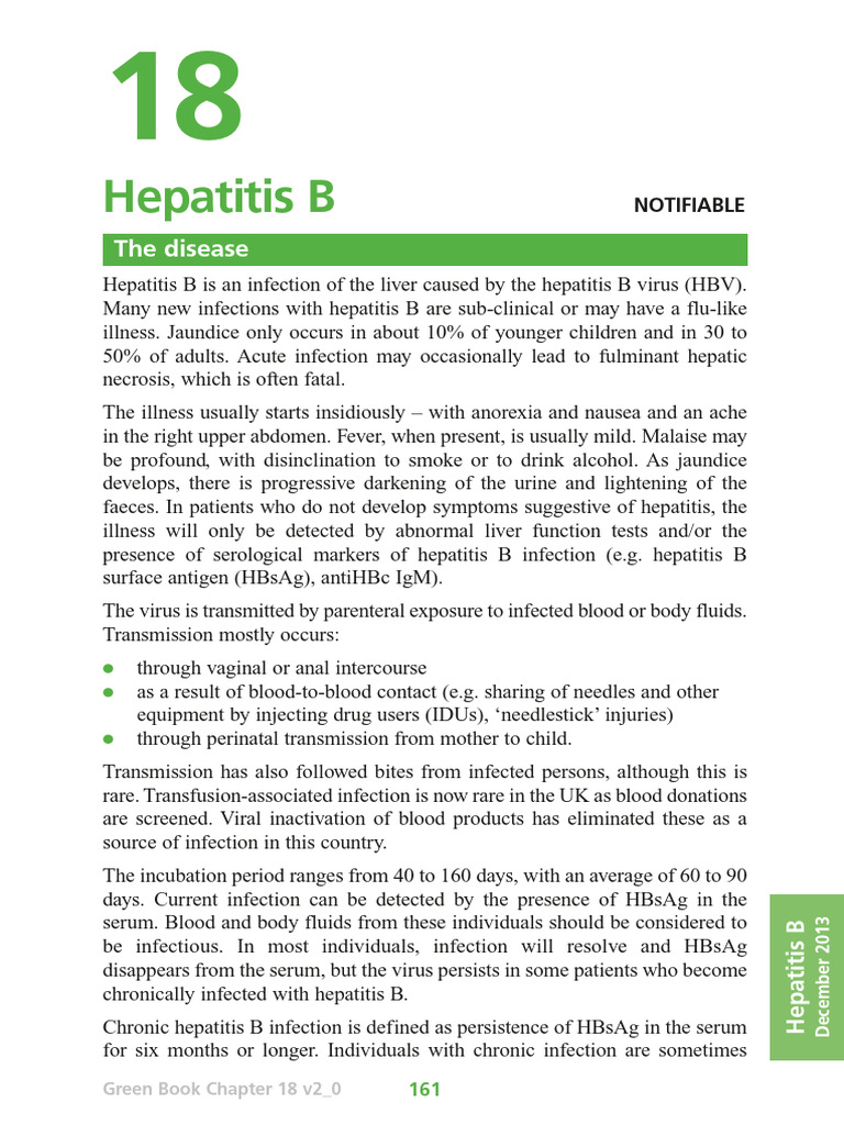 Green Book Chapter 18 v2 0 | PDF | Hepatitis B | Hepatitis