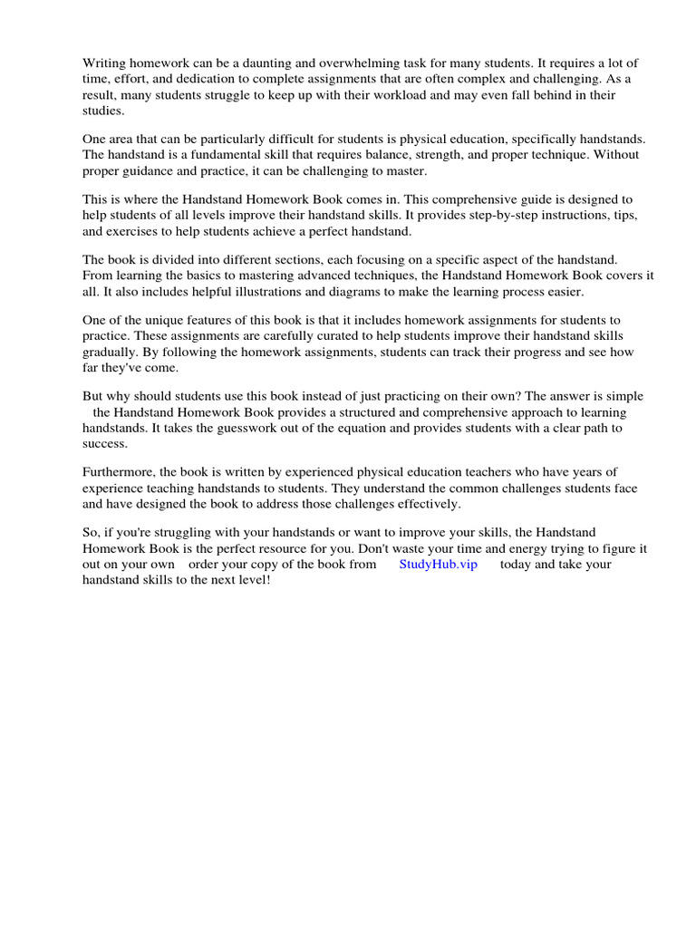 Handstand Homework Book | PDF | Gymnastics