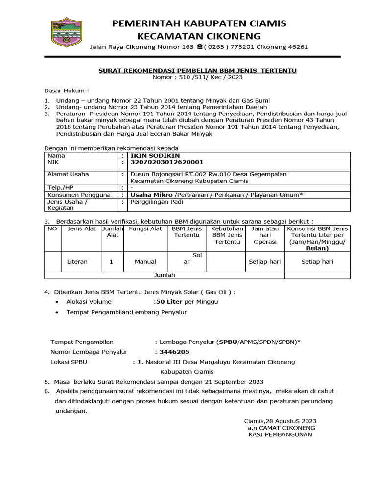 Rekomendasi BBM 2 Word | PDF