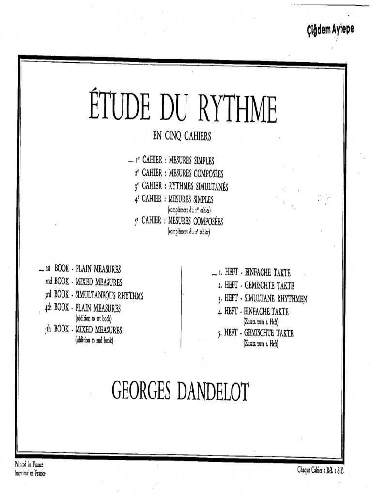 Etude Du Rythme Vol. 1 - Dandelot, Georges | PDF
