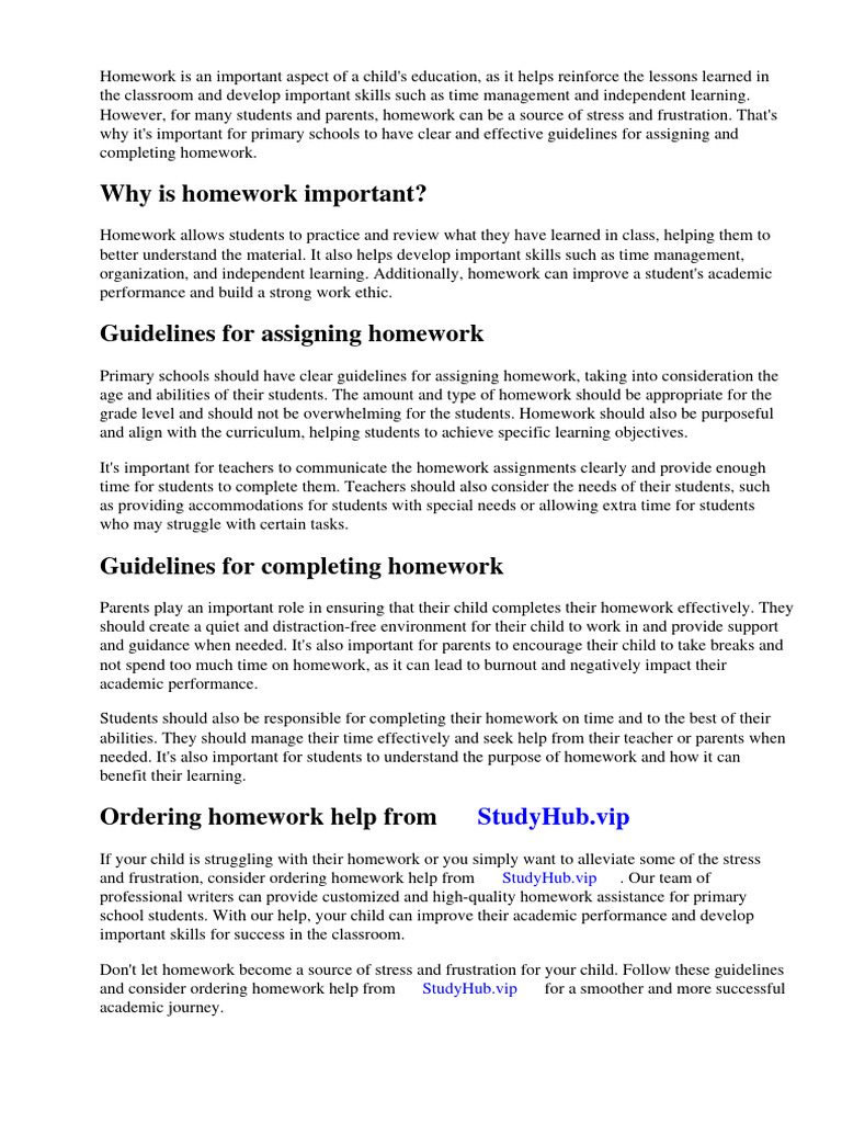 Homework Guidelines For Primary Schools | PDF | Homework