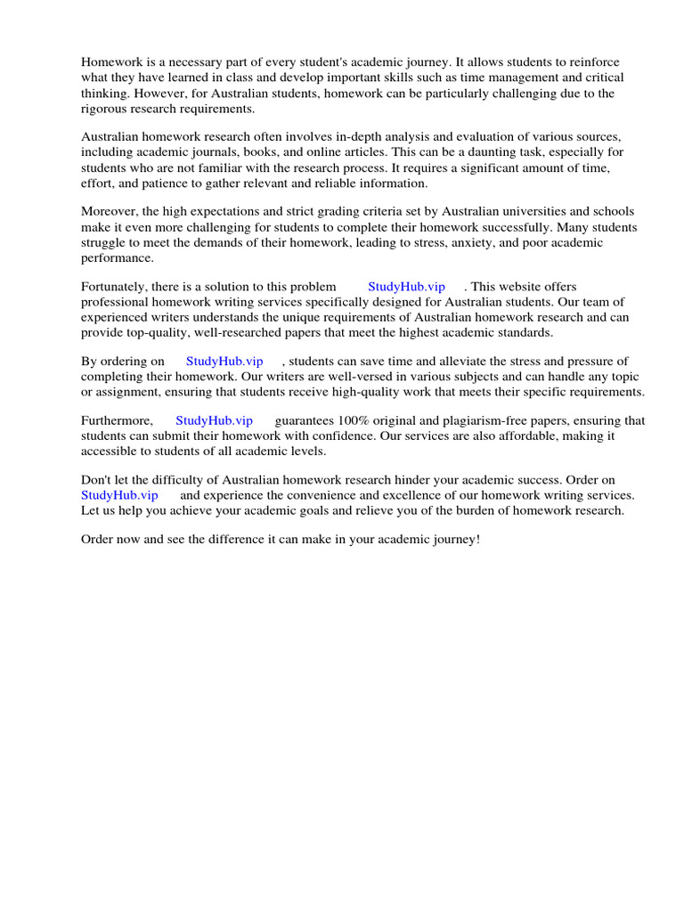Australian Homework Research | Download Free PDF | Homework | Information