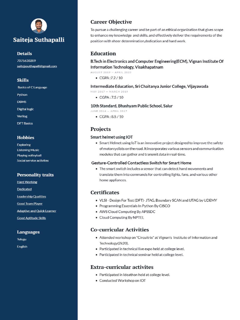 Sai Teja Suthapalli Resume | PDF