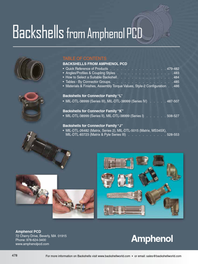 Catalogo Backshell Amphenol | PDF | Electrical Connector | Optical Fiber