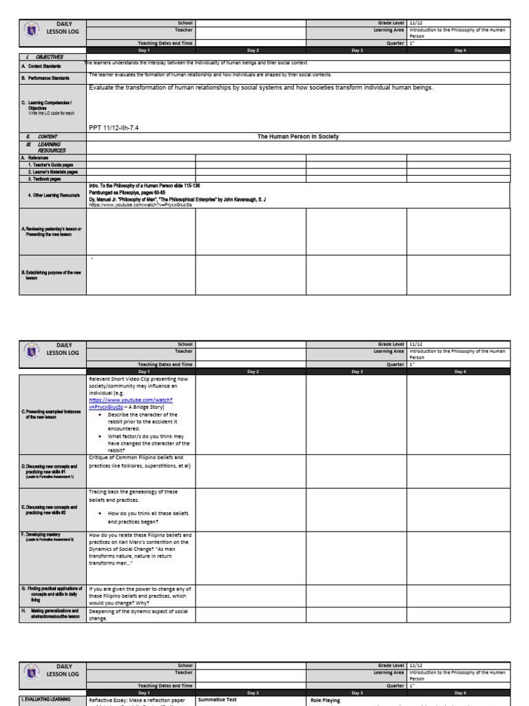 Q2 Week H Transformation of Human Relationships | PDF | Learning | Teachers
