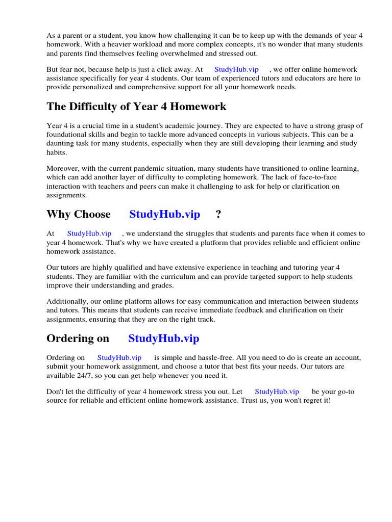 Homework For Year 4 Online | PDF | Worksheet | Homework