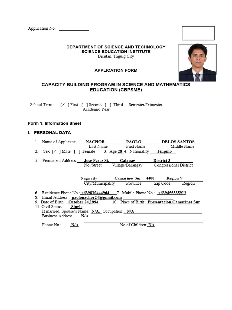 Nachor - Cbpsme Form | PDF | Academic Degree | Thesis