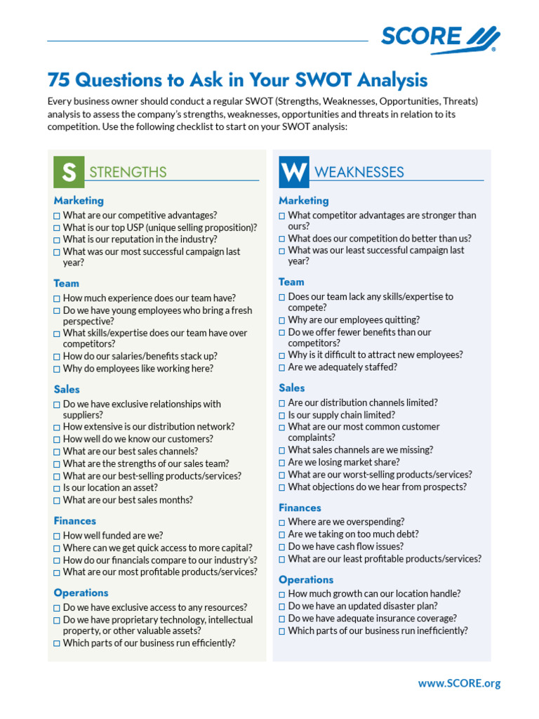 SWOT Worksheet-Rev5 | PDF | Swot Analysis | Sales