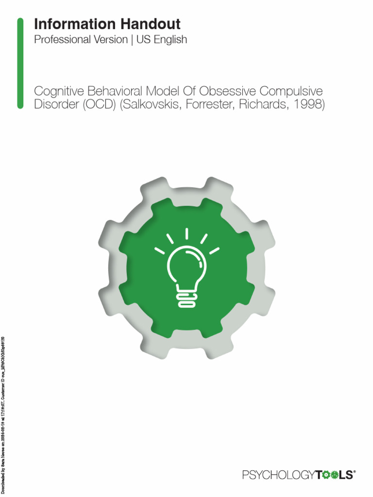 Cognitive Behavioral Model of Obsessive Compulsive Disorder Salkovskis Forrester Richards 1998 ...