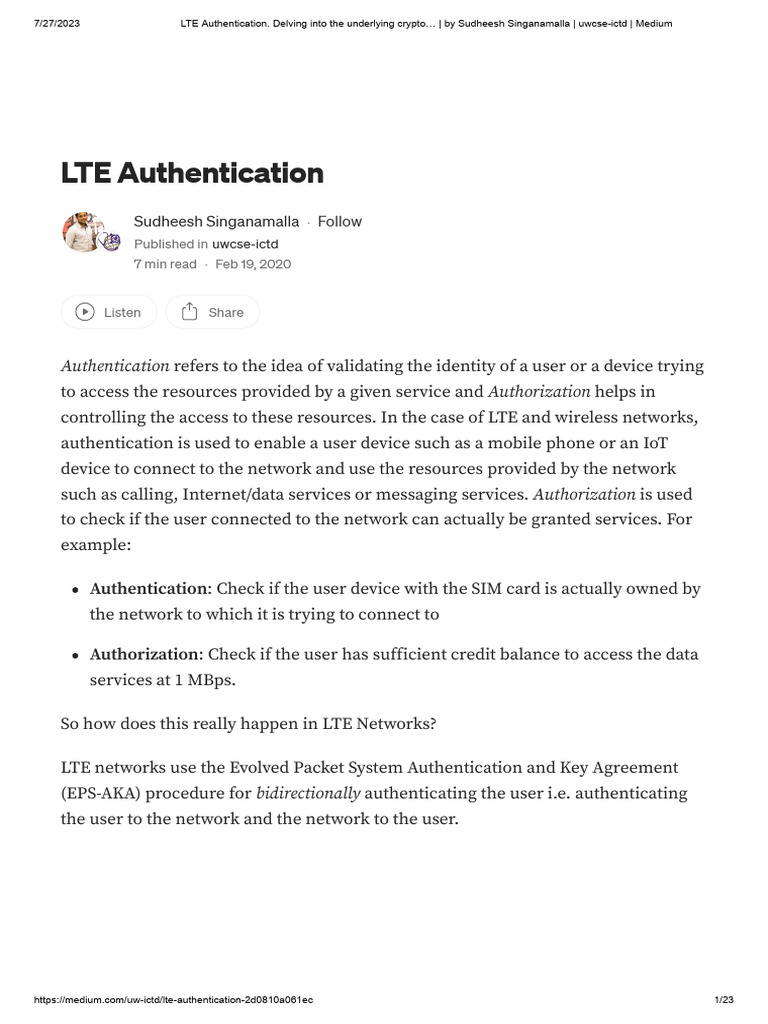 LTE Authentication. Delving Into The Underlying Crypto - by Sudheesh ... LTE Authentication. Delving Into The Underlying Crypto - by Sudheesh ...