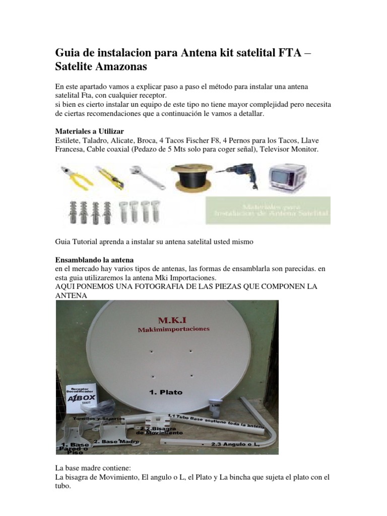 Guia de Instalacion para Antena Kit Satelital FTA | PDF | Televisión ...