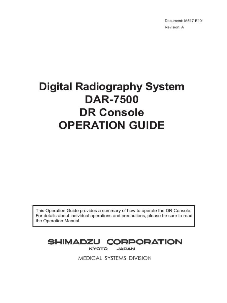 M517-E101A (DAR7500 DR Console OperationGuide) | PDF | Menu (Computing ...