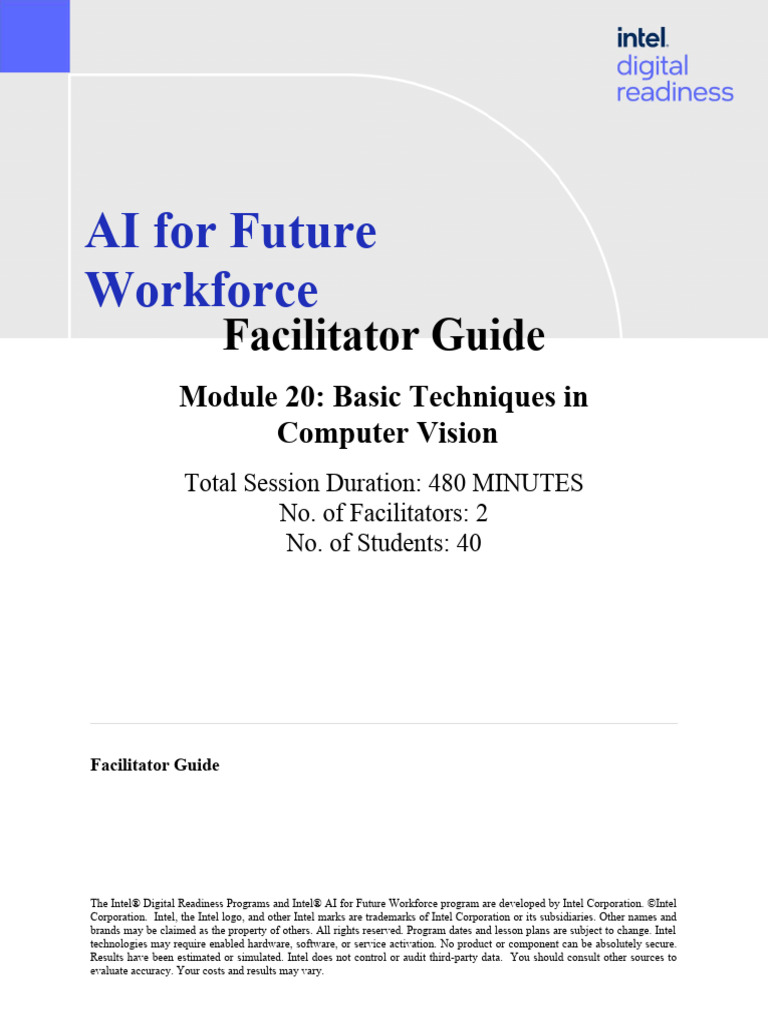 (Facilitator) Module 20 | PDF | Computer Vision | Artificial Intelligence