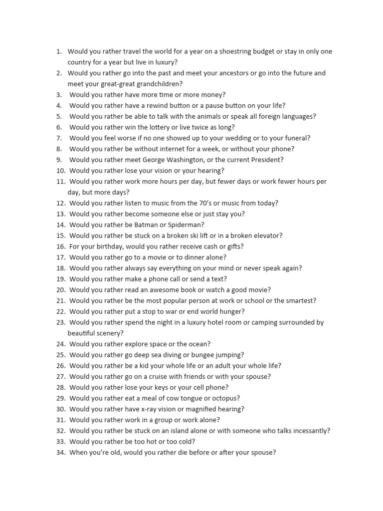 WOULD YOU RATHER | PDF