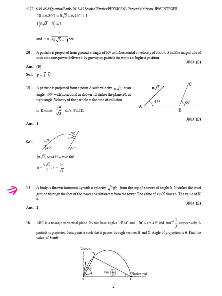 Projectile Motion - JP03 INTEGAR | PDF | Mechanical Engineering ...