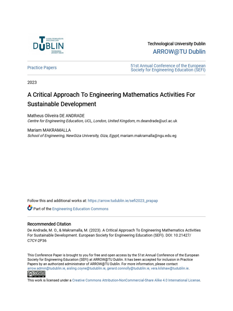 A Critical Approach to Engineering Mathematics Activities for Sus | PDF ...