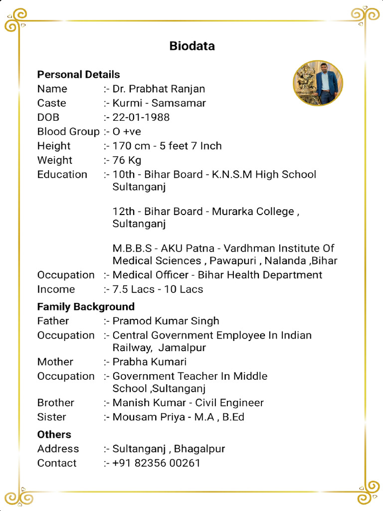 Dr.Prabhat Ranjan Biodata-1 | PDF