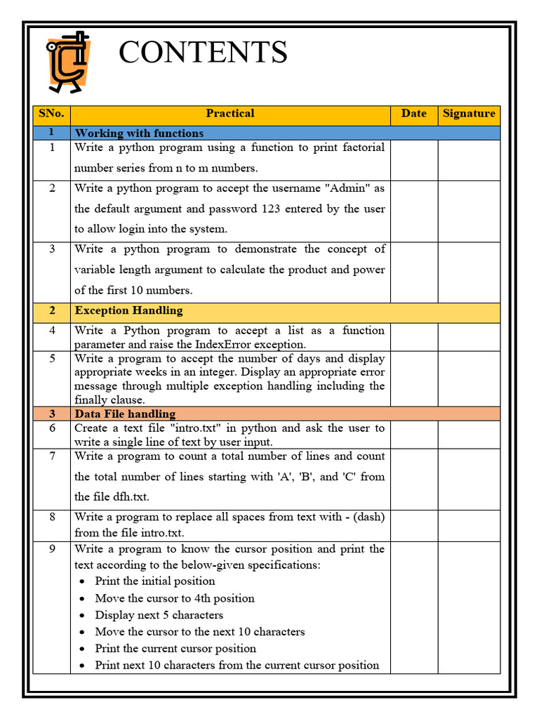 Initial Pages Practical File 2023-24 | PDF | Parameter (Computer Programming) | Comma Separated ...