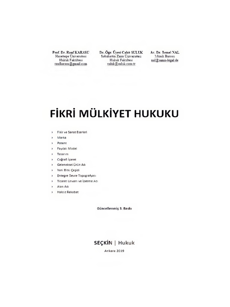 Cahit Suluk - Fikri Mülkiyet Hukuku | PDF