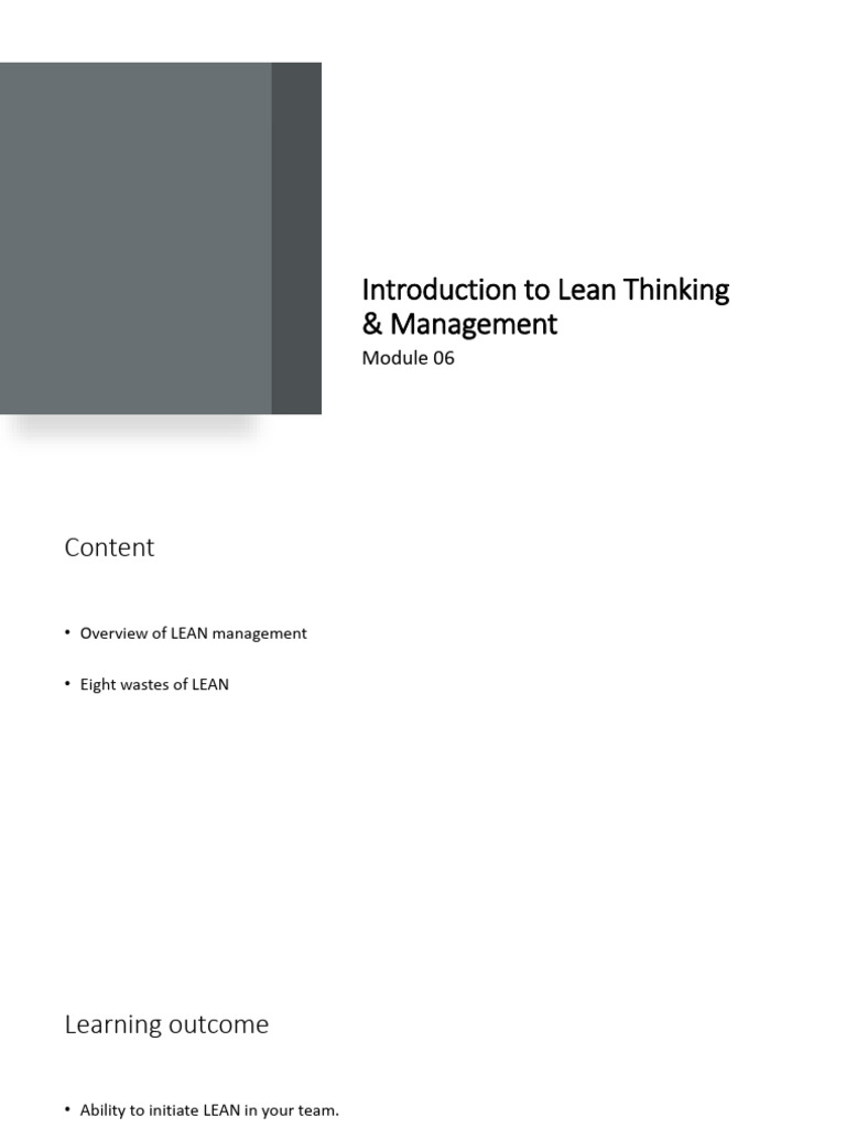 Lean Thinking & Management Overview | PDF