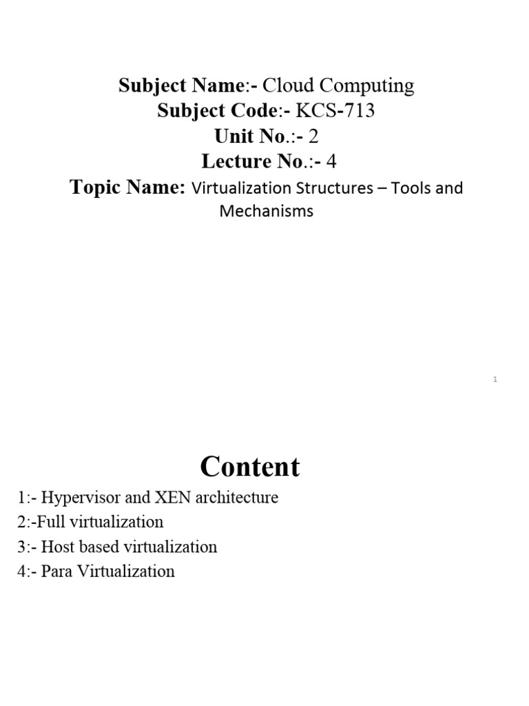 Unit 2 Lec 4 Cloud Computing | Download Free PDF | Virtual Machine | Operating System