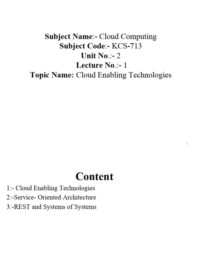 Unit 2 Lec 1 Cloud Computing Pdf Service Oriented Architecture Cloud Computing