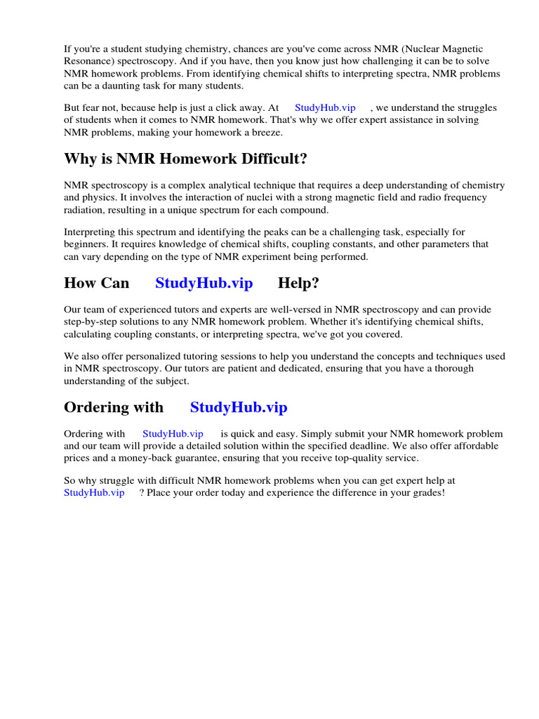 Nmr Homework Problems | PDF | Proton Nuclear Magnetic Resonance | Nuclear Magnetic Resonance