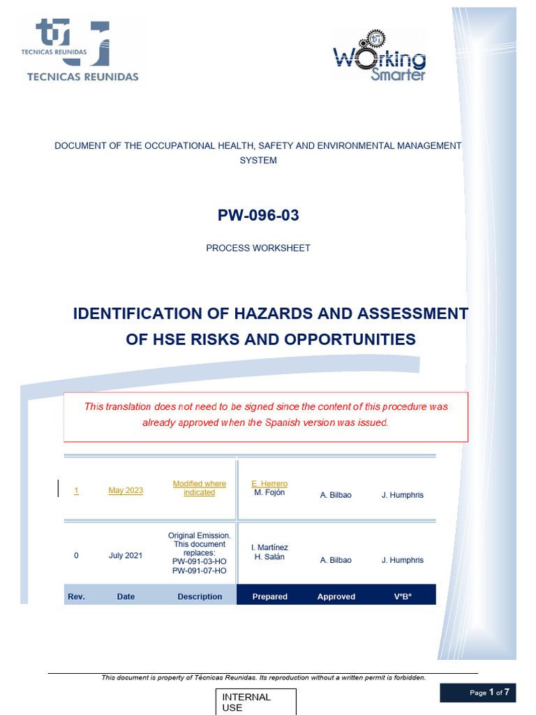 HSE Risk and Opportunity Assessment | PDF | Risk | Occupational Safety And Health