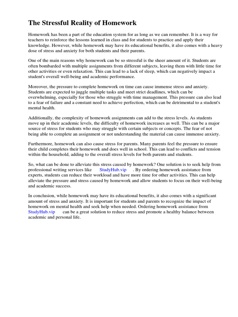 Do Homework Cause Stress | PDF | Homework | Stress (Biology)