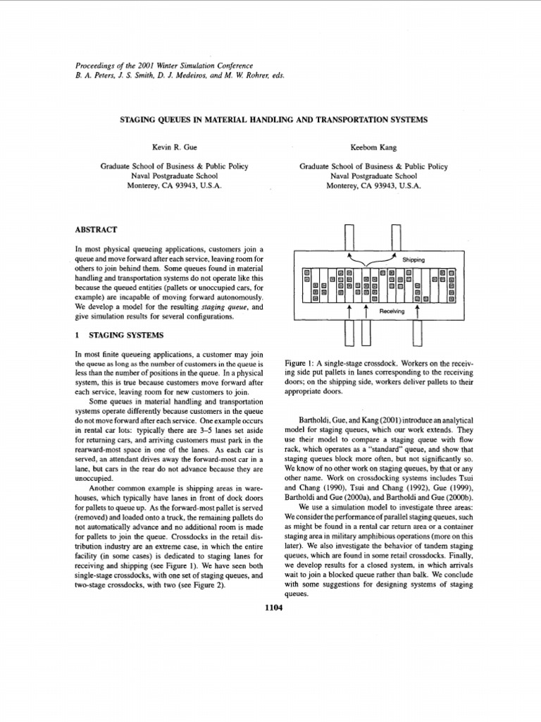 Staging Queues in Material Handling and Transportation Systems | PDF | Cargo