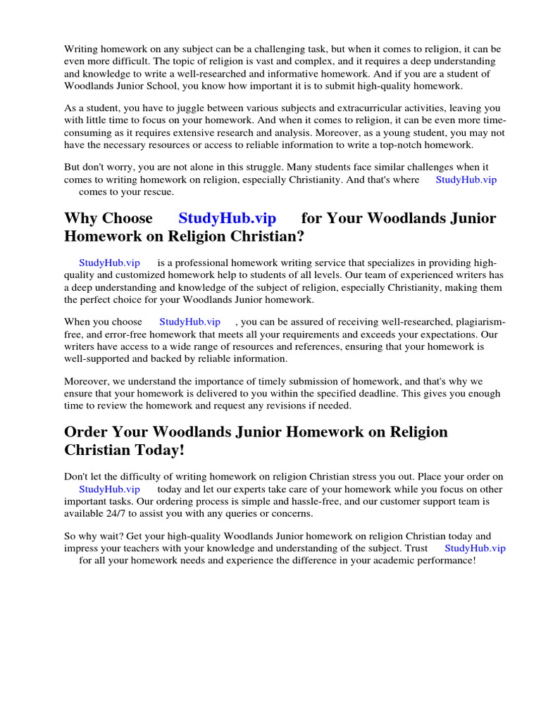 Woodlands Junior Homework Religion Christian | Download Free PDF ...