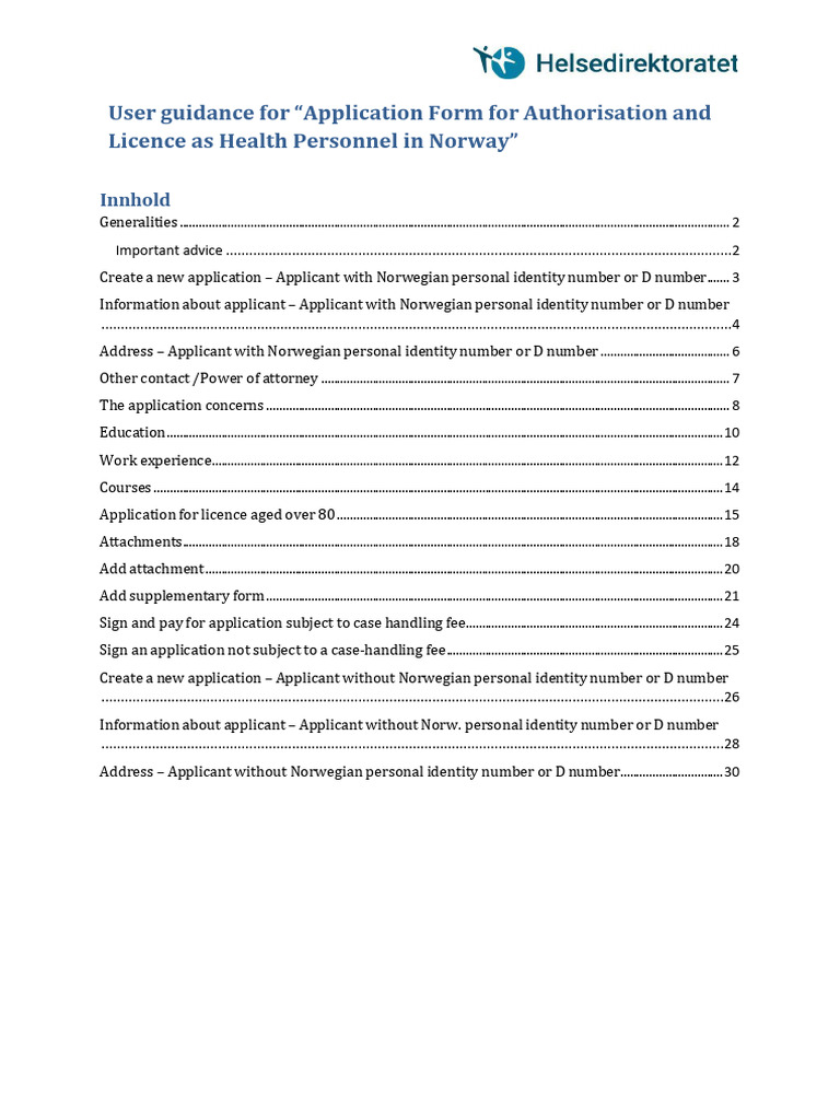 User Guide Altinn - Application Form For Authorisation and Licence As Health Personnel ...
