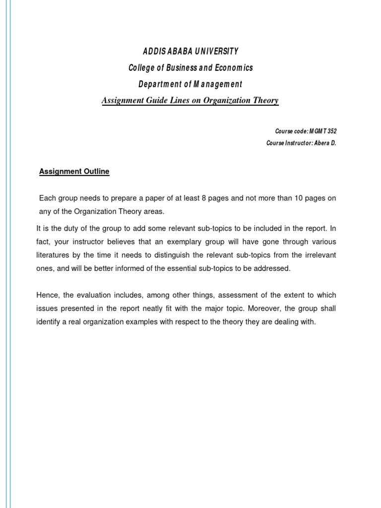 Organization Theory Assignment | PDF | Rationality | Theory