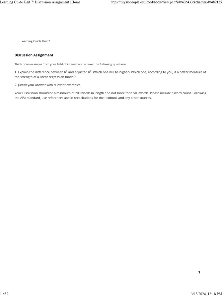 Linear Regression: R vs Adjusted R Analysis | PDF