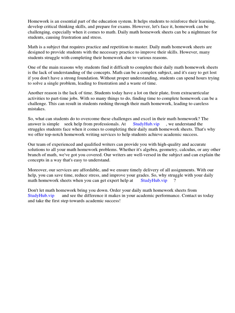 Daily Math Homework Sheets | PDF | Worksheet | Mathematics