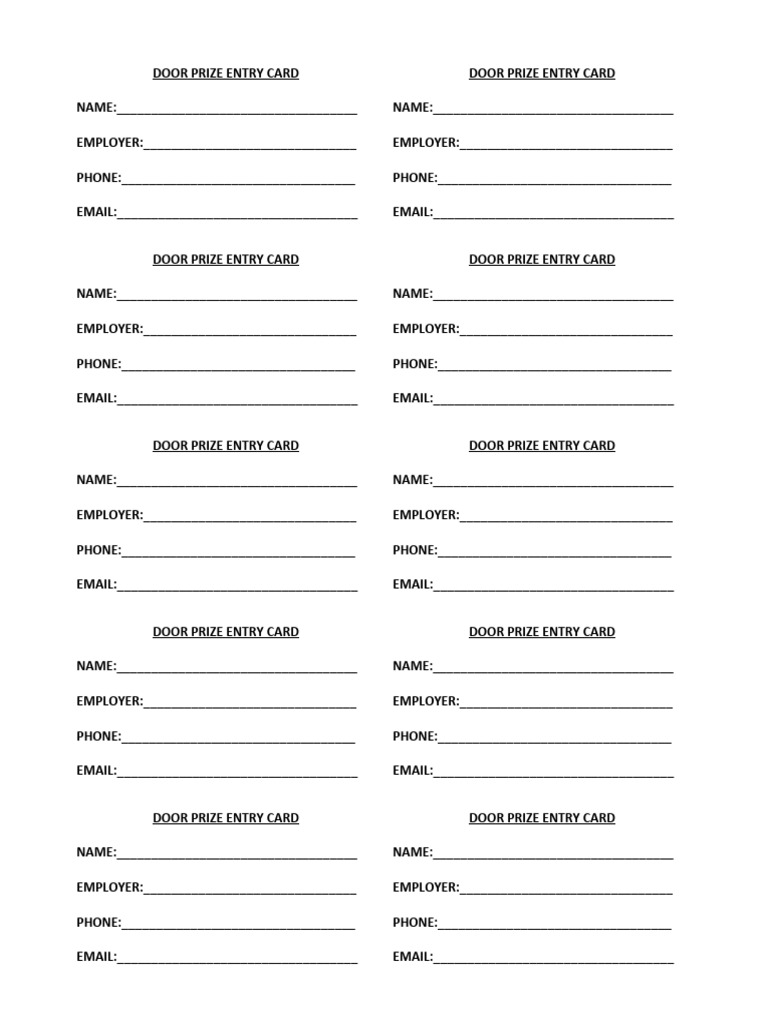 Door Prize Entry Form Template | PDF | Career & Growth | Finance ...