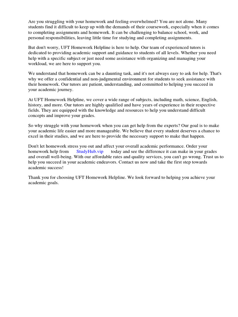 Uft Homework Helpline | PDF | Homework