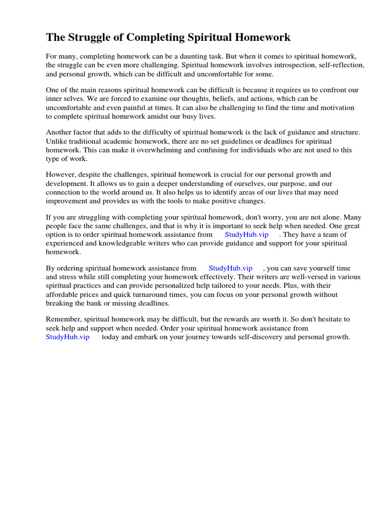 Spiritual Homework | Download Free PDF | Homework | Prayer