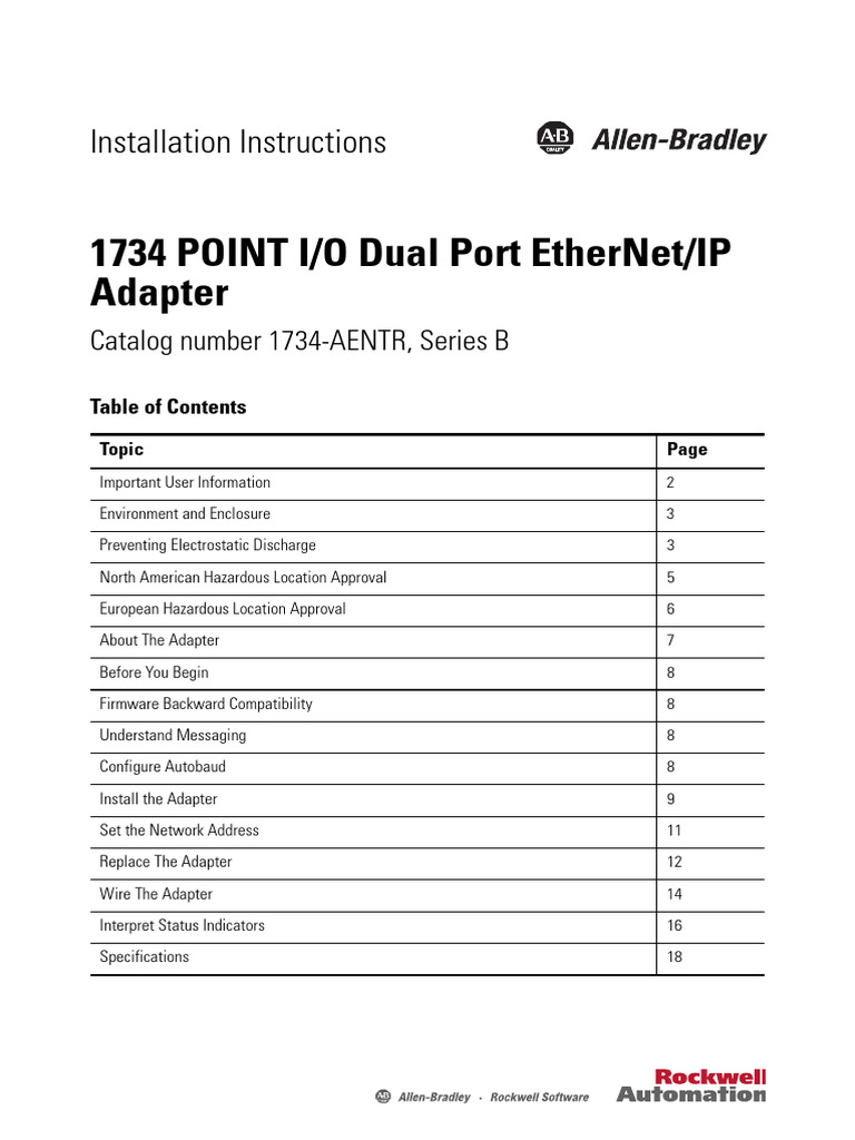 1734-AENTR - Installation Instructions | PDF | Computer Network ...