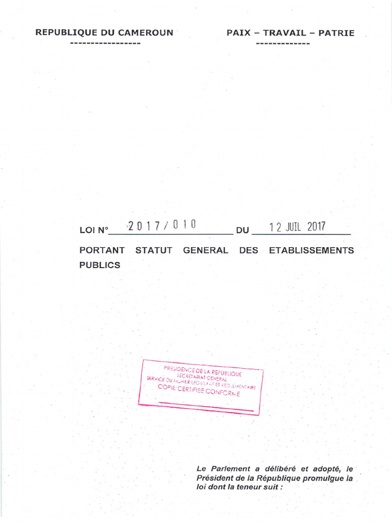 Loi Portant Statut Général Des Établissements | PDF