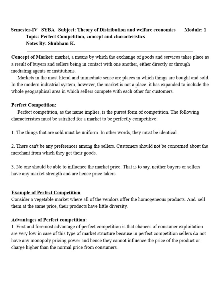 Perfect Competition | PDF | Perfect Competition | Market (Economics)
