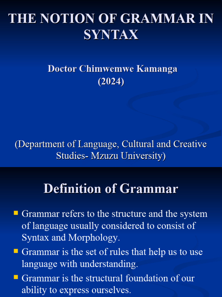 3 The Notion of Grammar in Syntax | PDF | Grammar | Linguistics