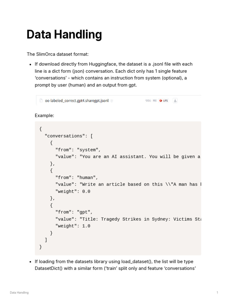 Handling SlimOrca Dataset | PDF | Computing | Computer Programming