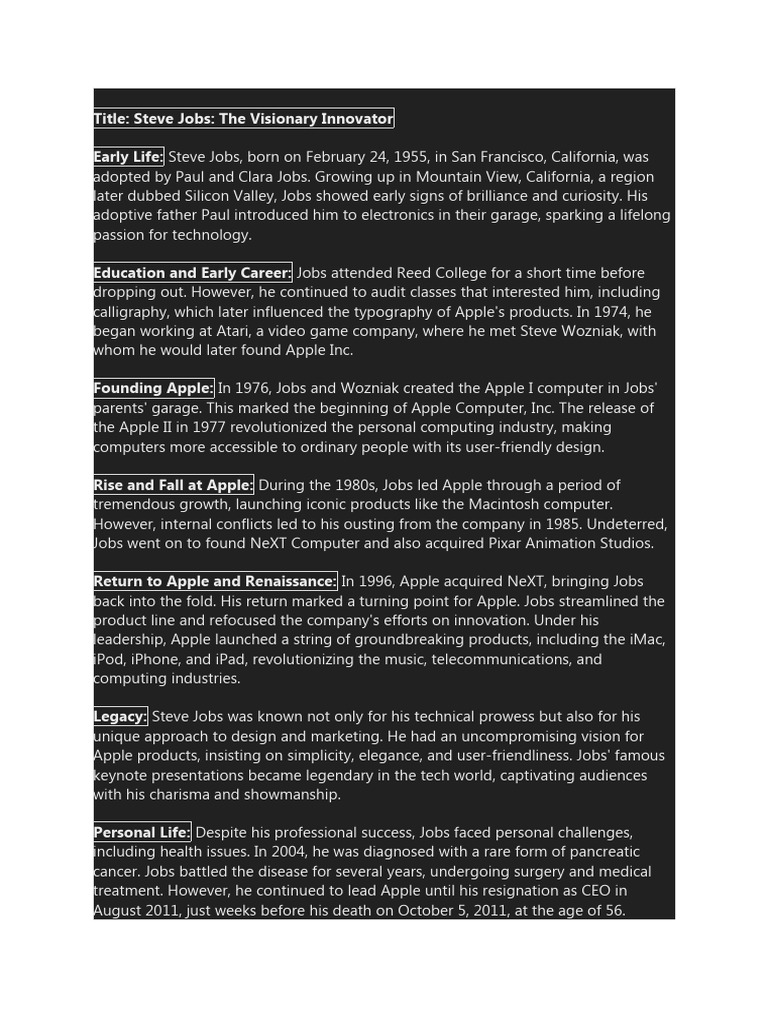 steve jobs | PDF | Apple Inc. | Steve Jobs